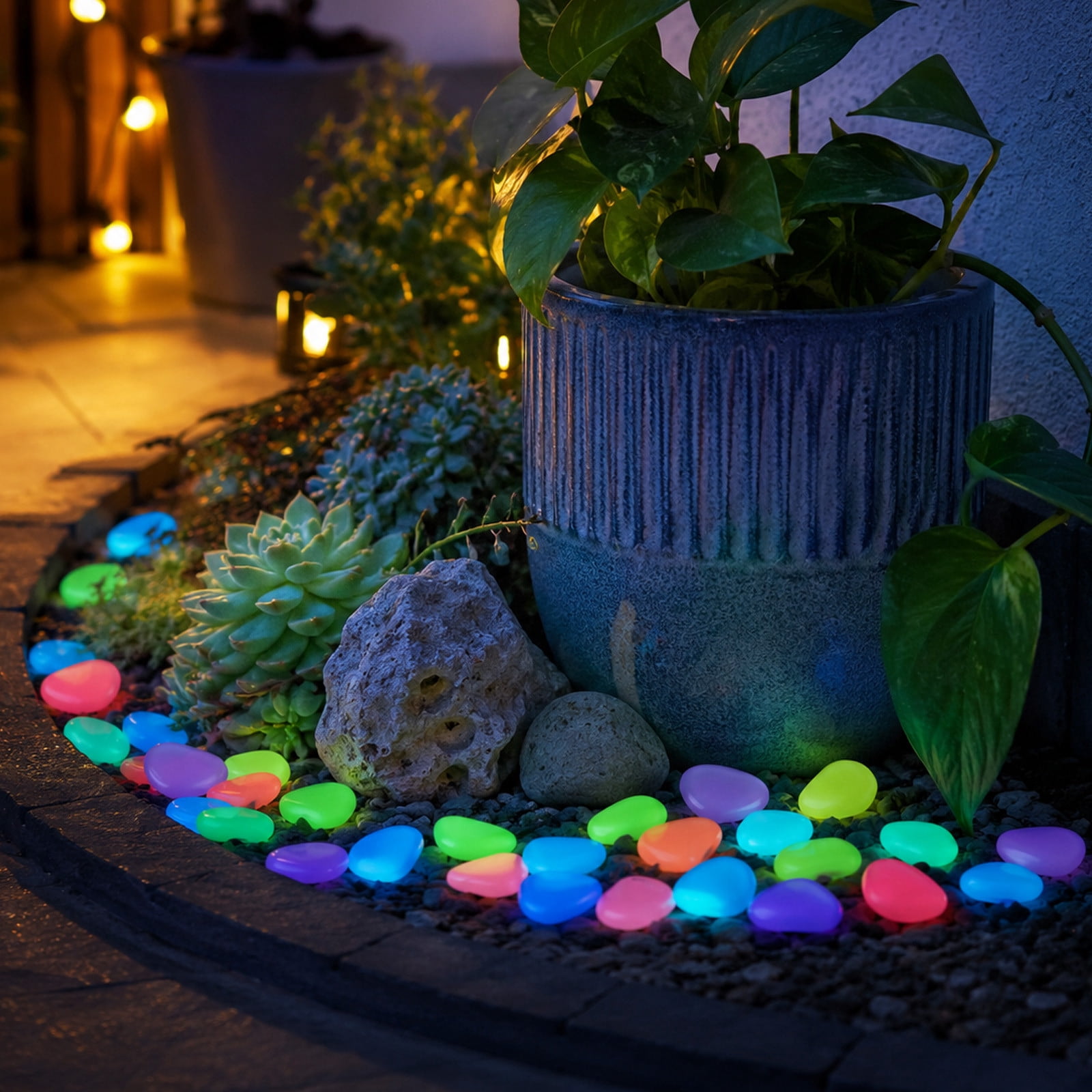 Aquarium Decoration Stones, Luminescent Resin Light Rocks in Dark Blue ...