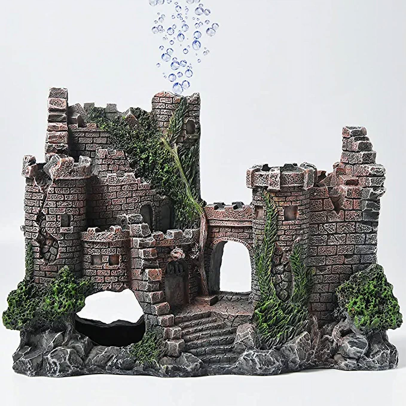 Aquarium Decorations- Castle Fish Tank Bubbler Decorations for Aquatic ...