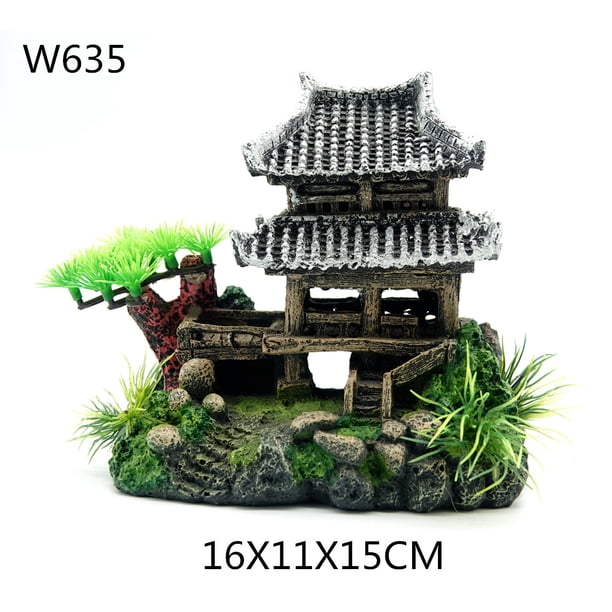 Aquarium Decorations Classical Castle Resin Fish Tank Ornaments ...