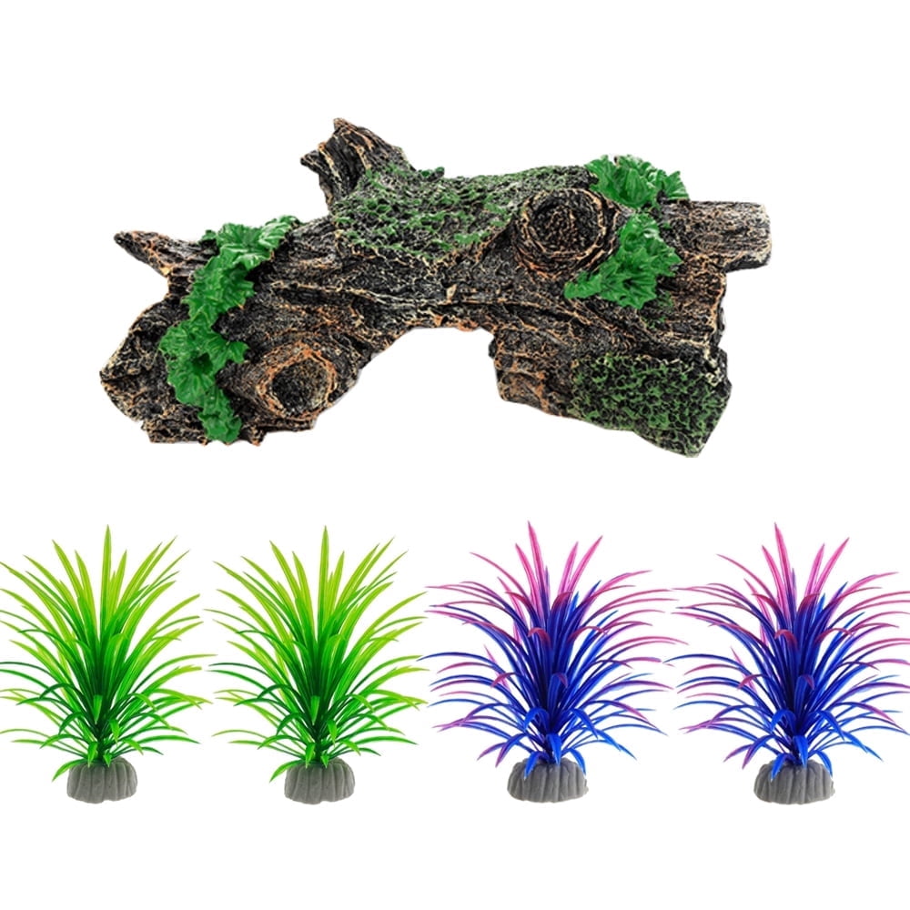 Aquarium Decorations - Fish Tank Accessories with Wood Cave, Plastic ...