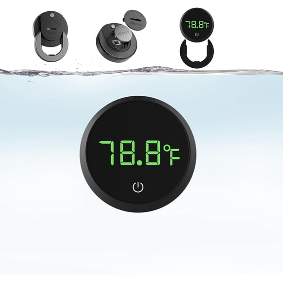 Aquarium Digital Thermometer Cordless Replaceable Battery LED Display ...