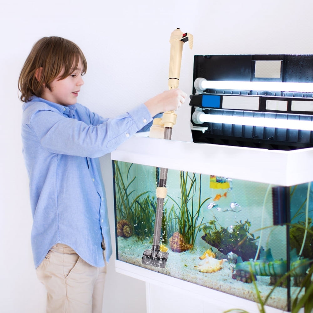 Aquarium Electric Syphon Auto Fish Tank Water Vacuum Gravel Filter Pump ...