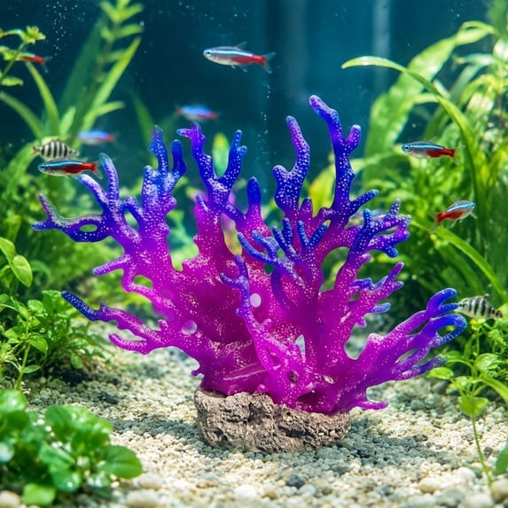 Aquarium Fake Sea Branch Decor with Base – Soft Plastic Handmade Coral ...