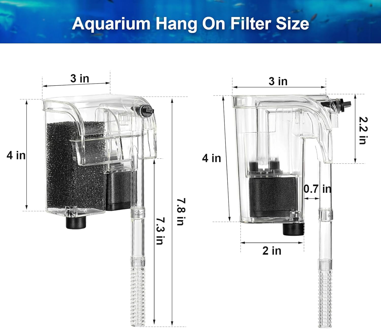 Aquarium Filter, Mini Quiet USB Waterfall Fish Tank Filter, Hang on 5 ...