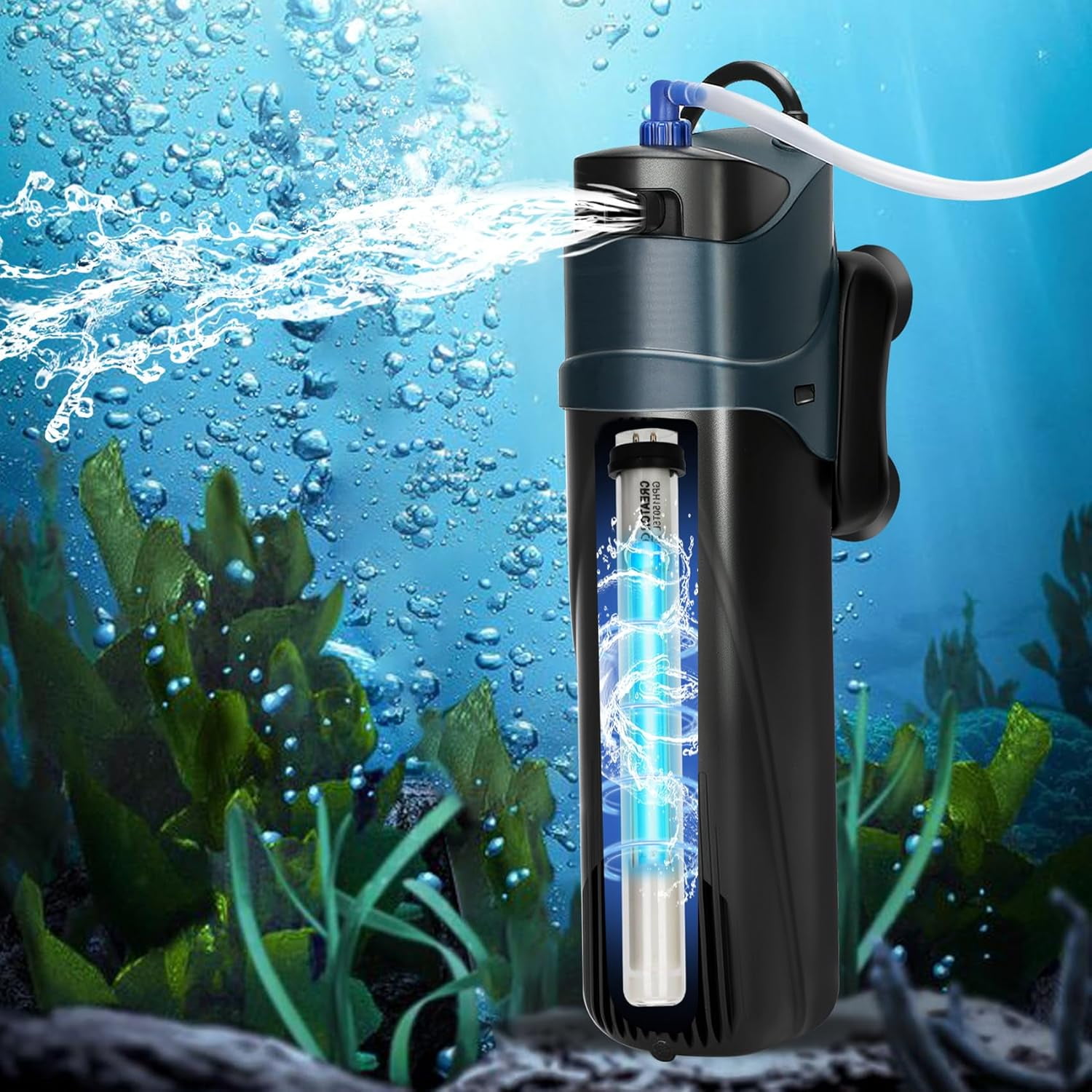 Aquarium Filter U-V for 20-75 Gallon, 200GPH Fish Filter with 5W U-V ...