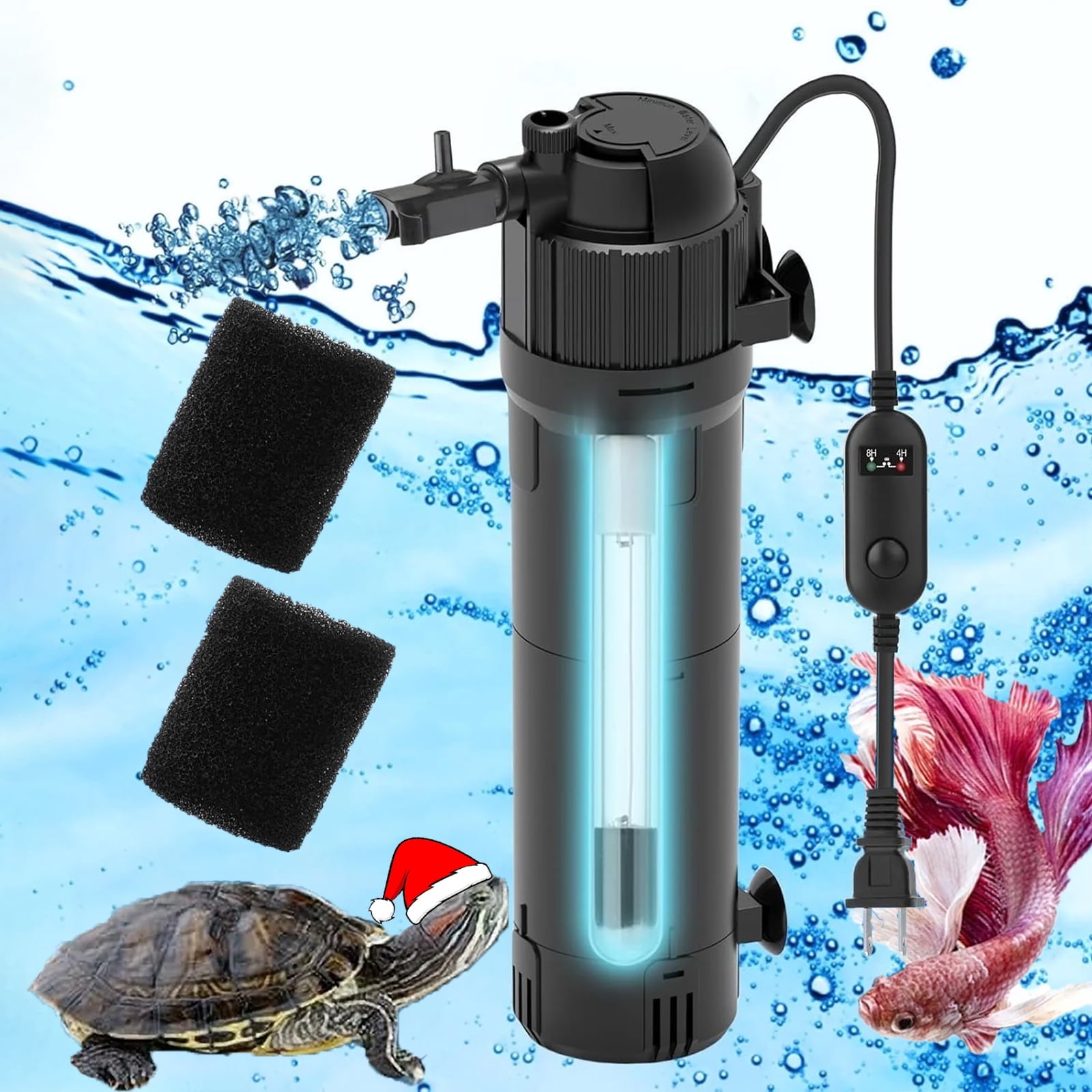 Aquarium Filter U-V Light 5 in 1 Fish Tank Filter, Tawatiler 170 GPH ...