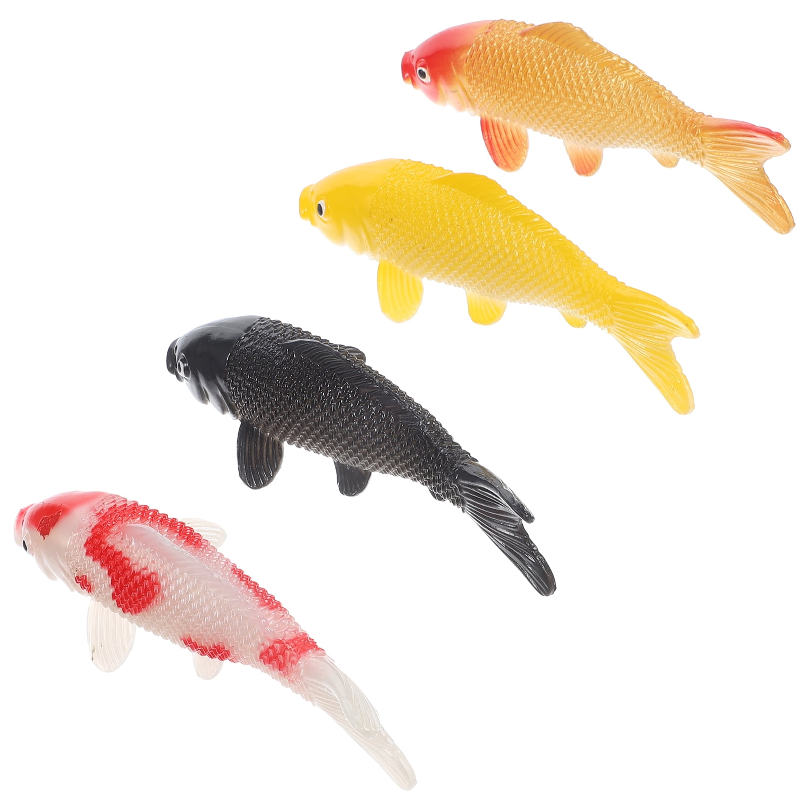 Eease Aquarium Fish Decoration - 4 Pcs Realistic PVC Goldfish & Carp ...