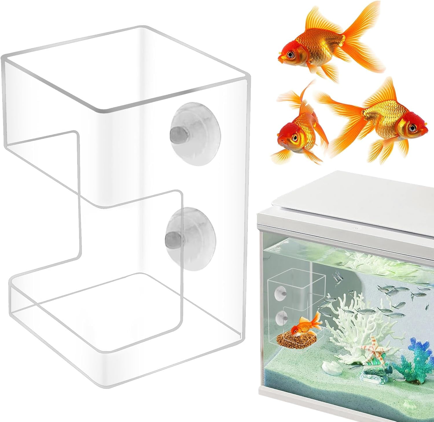 Aquarium Fish Feeder Fish Tank Dish Tray with Suction Cup, Feeding Tube ...