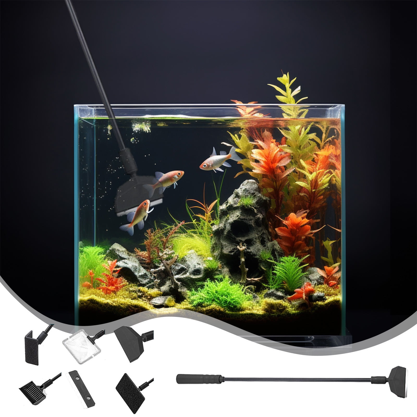 Aquarium Fish Tank Cleaning Kit 5-in-1 Tools Set with Algae Scraper ...