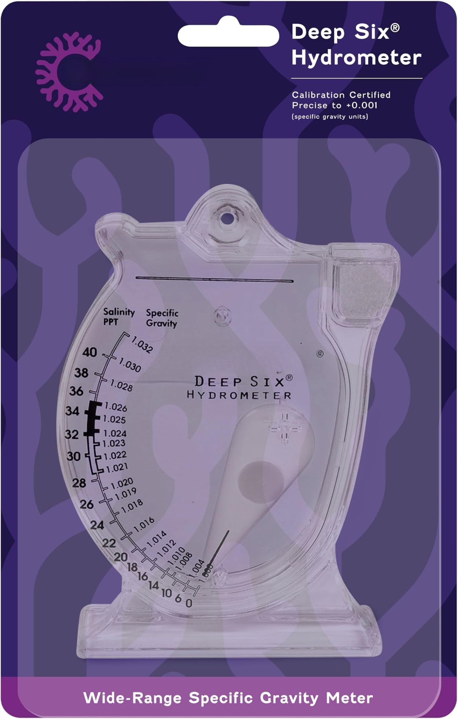 Aquarium Fish Tank Deep Six Hydrometer For Measuring Water Salinity PPT and Specific Gravity ...