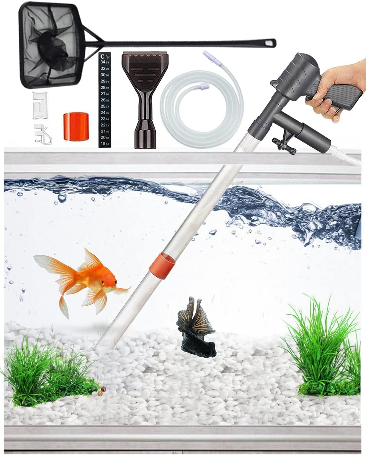Aquarium Gravel Cleaner [2025 Edition] Vacuum Fish Tank Vacuum Cleaner ...
