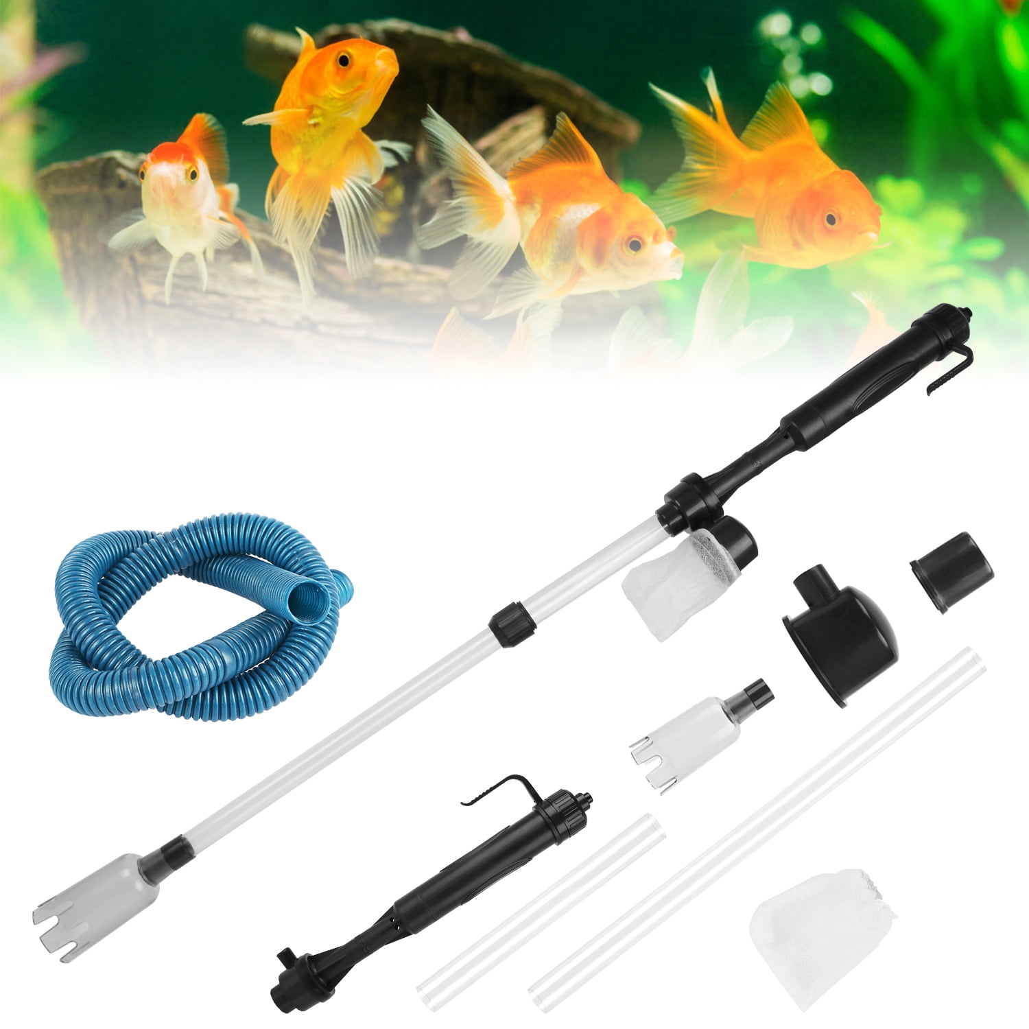 Aquarium Gravel Cleaner TeqHome Battery-Operated Vacuum Fish Tank ...