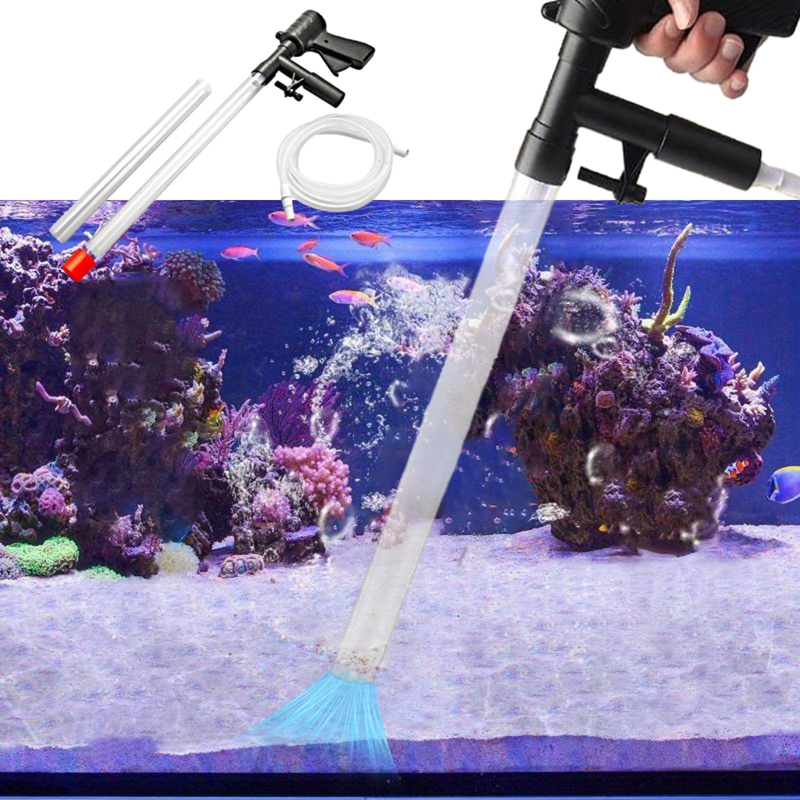 Aquarium Gravel Vacuum, Automatic Siphon Cleaner, 5.5-inch Long Tube ...
