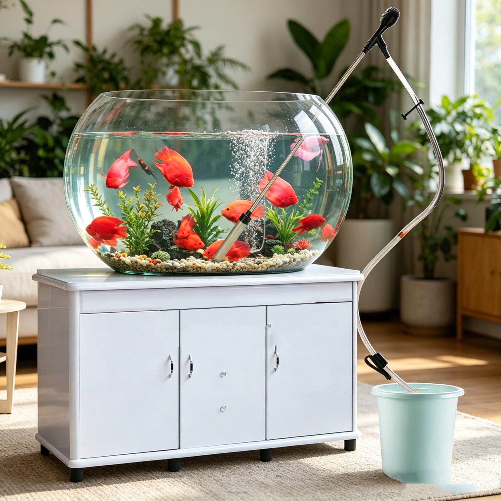 Aquarium Gravel Vacuum Fish Tank Water Changer Siphon, Powerful Sand ...