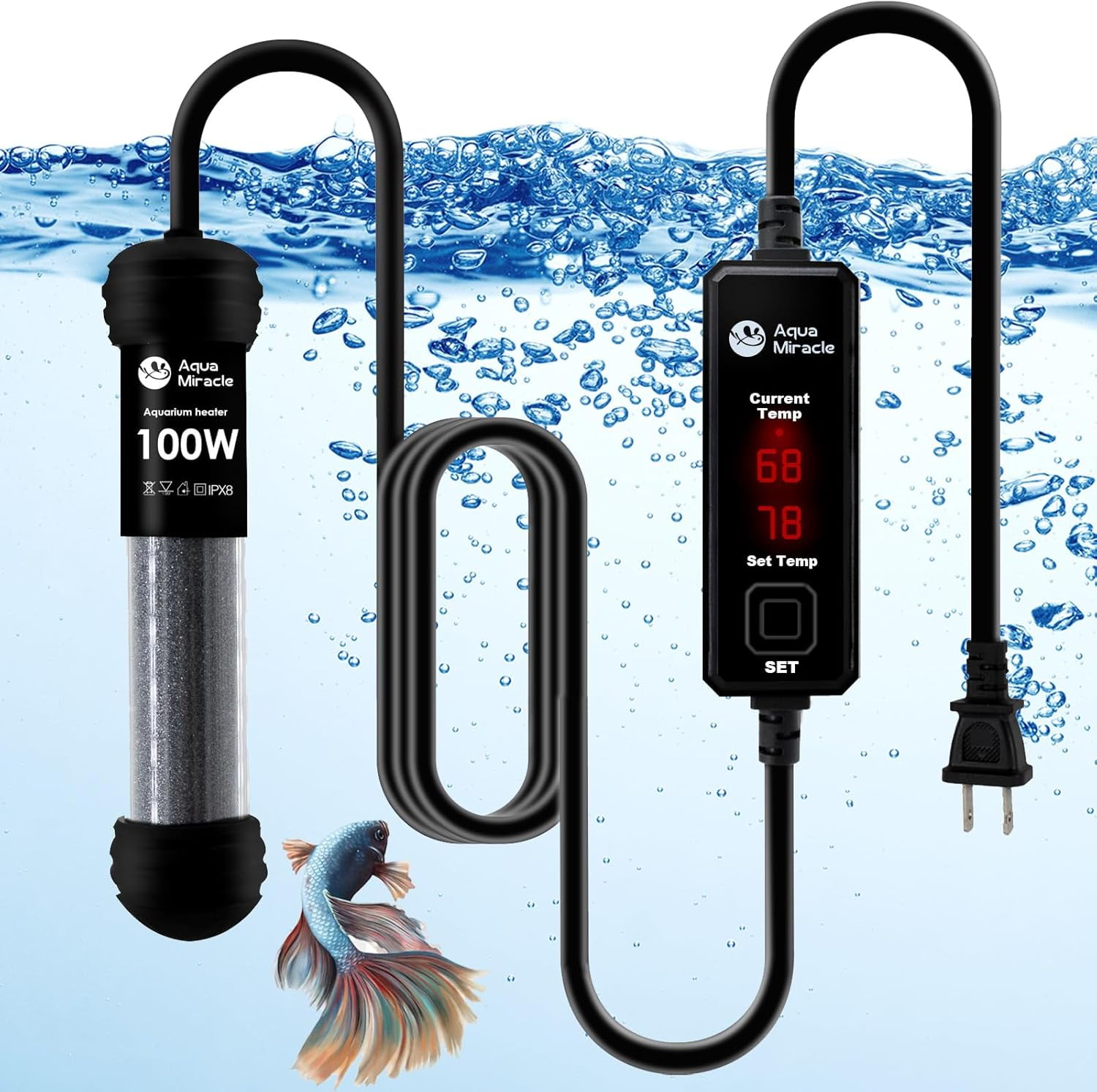 Aquarium Heater 50W Submersible Fish Tank Heater with Independent ...