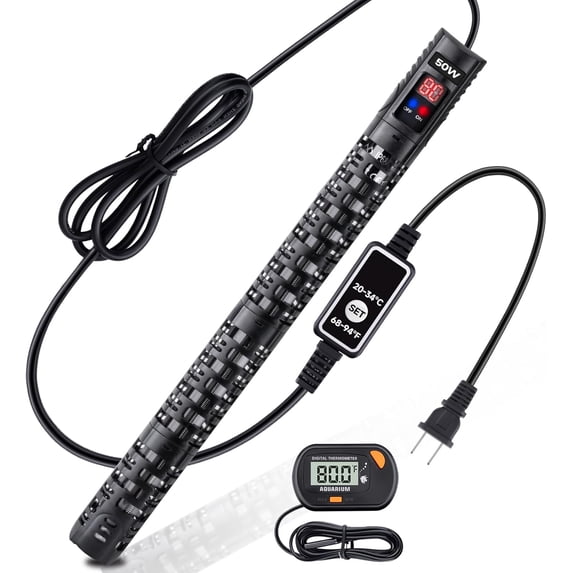 Aquarium Heater Submersible Fish Tank 50W& Turtle with External ...