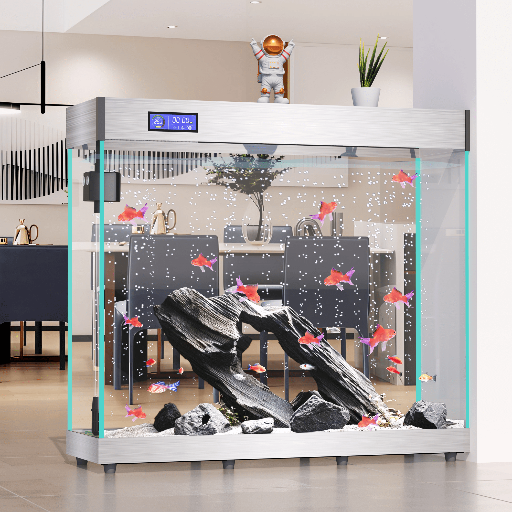 Aquarium Kit Screen partition Fish Tank 42.6W x 47.1H with LED light ...