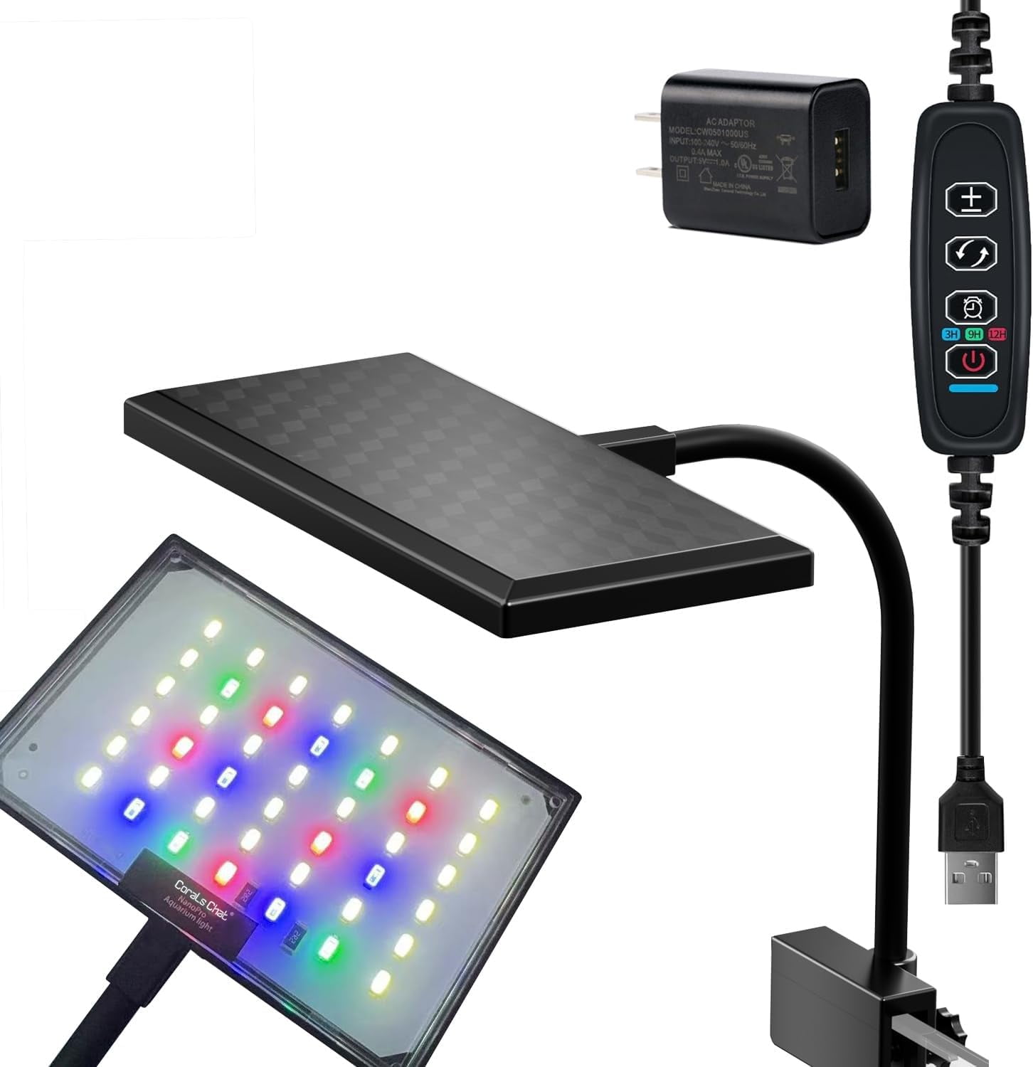 Aquarium Light, 3 Mode Clip Fish Tank Light with Timer Function, Full ...