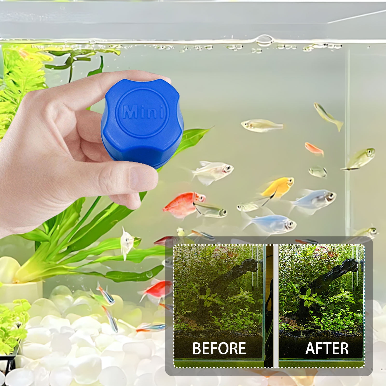 Aquarium Magnetic Brush, Fish Tank Glass Cleaner, 1.5 Inch Mini Stain ...