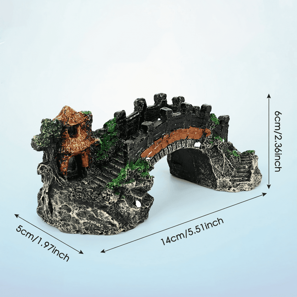 Aquarium Ornament Fish Tank Bridge Landscape Tree Small Artificial ...