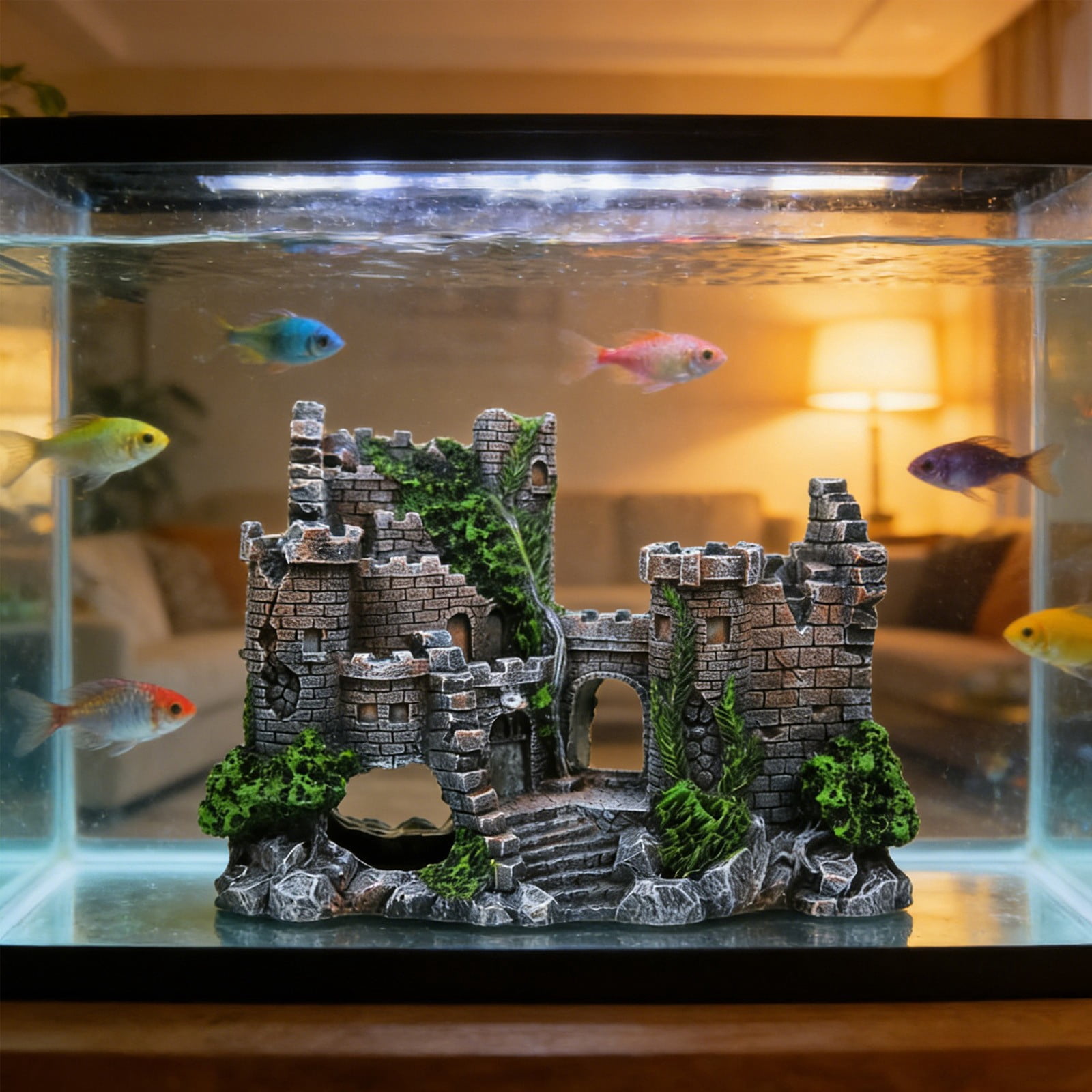 Aquarium Ornament Underwater Castle Decorative Shelter Realistic ...