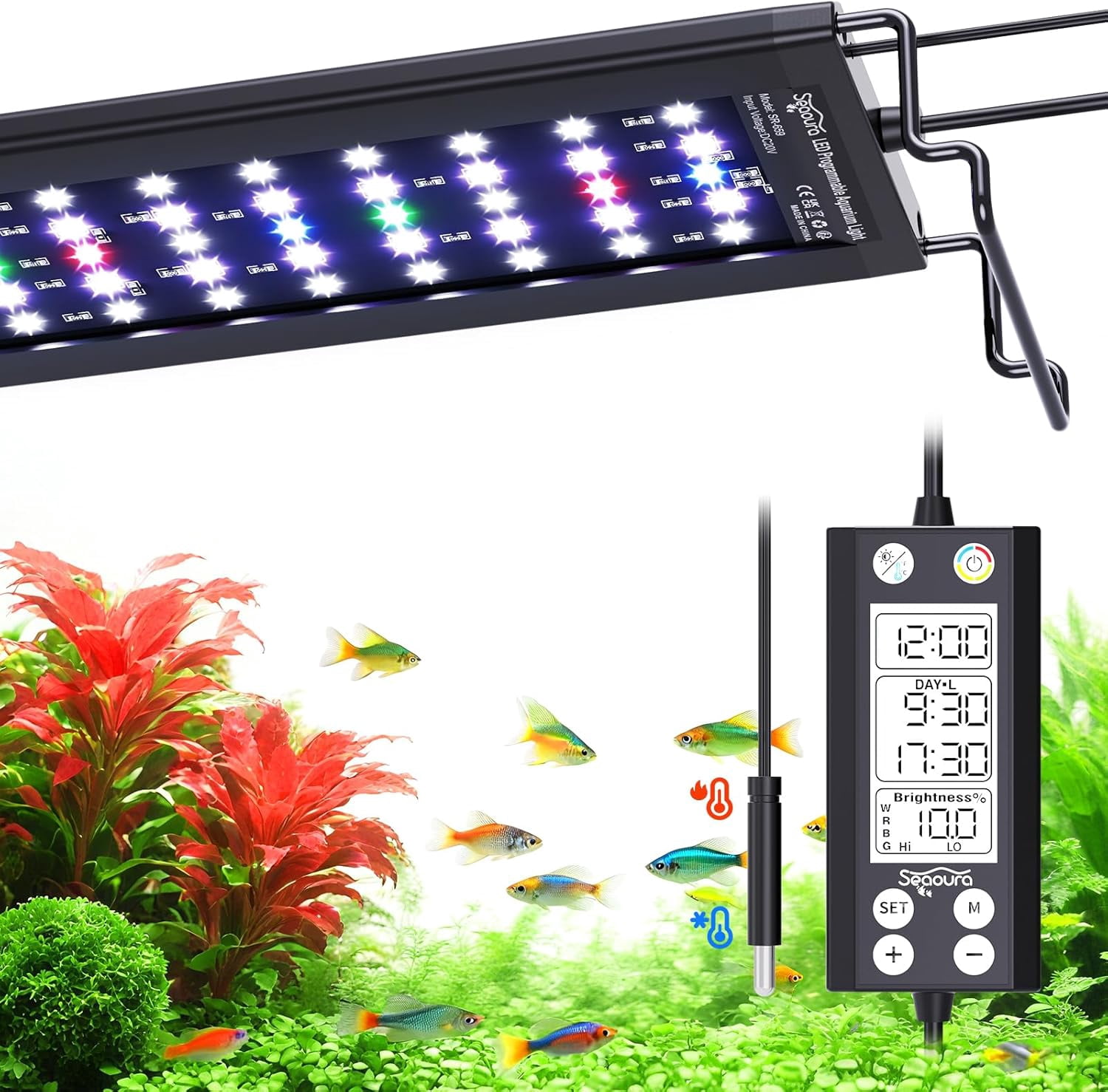 Aquarium Plant Light with Temperature Detector, 18-24in Full Spectrum ...