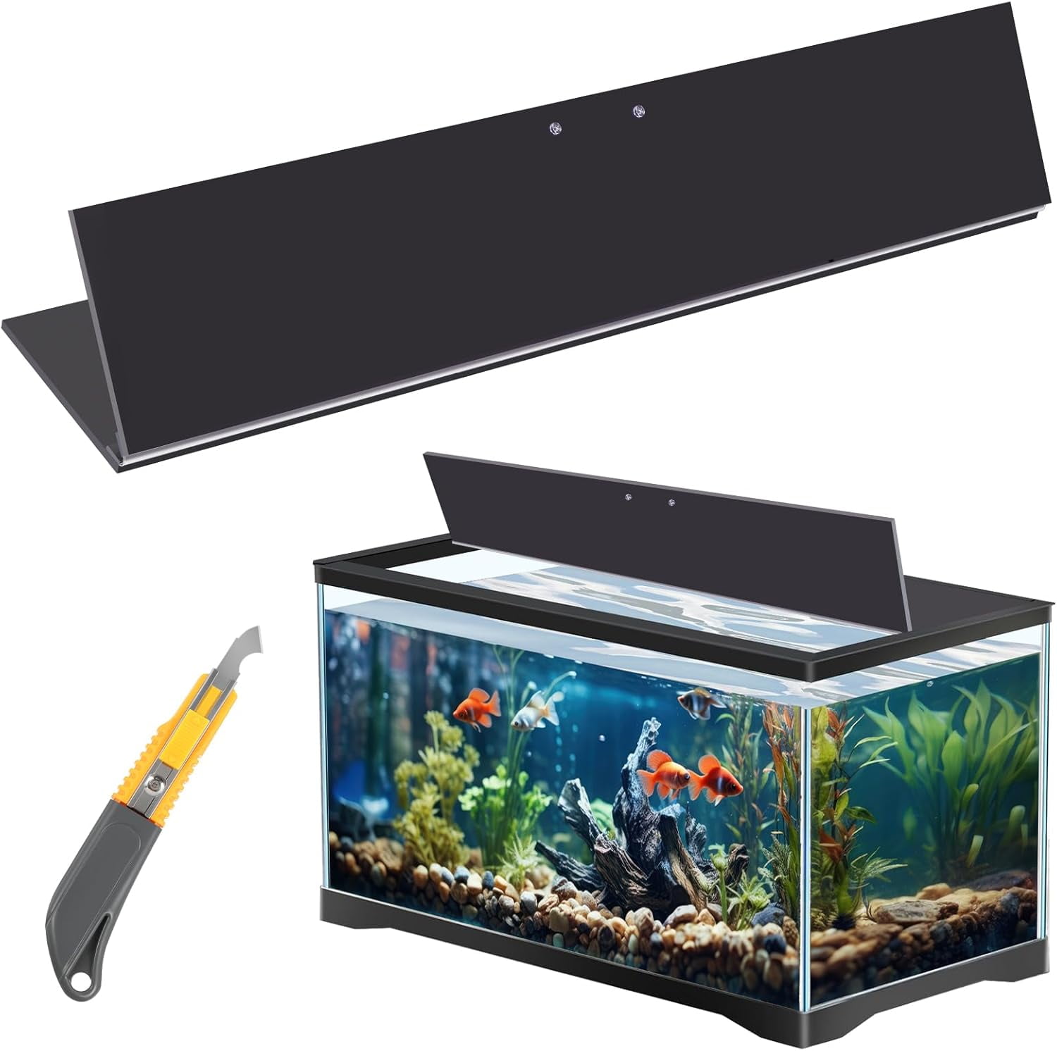 Aquarium Polycarbonate Canopy Set 29 x 11.38 x 0.12 Inch for 20/29/37 ...