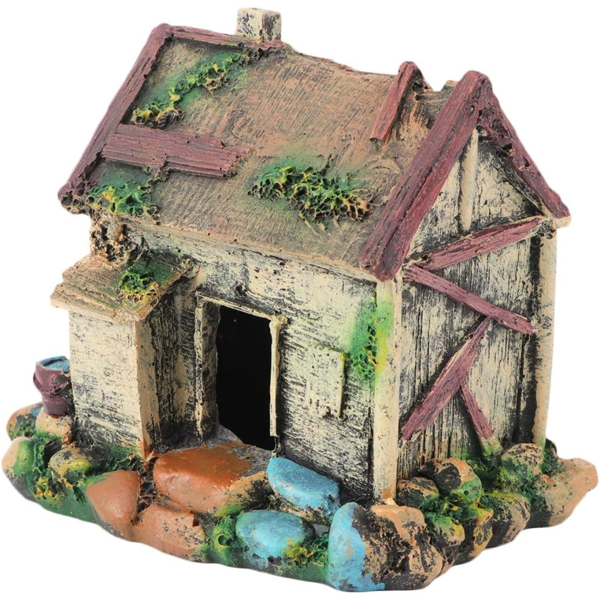 Aquarium Resin Decorations Country House Fish Hideout Ornament ...