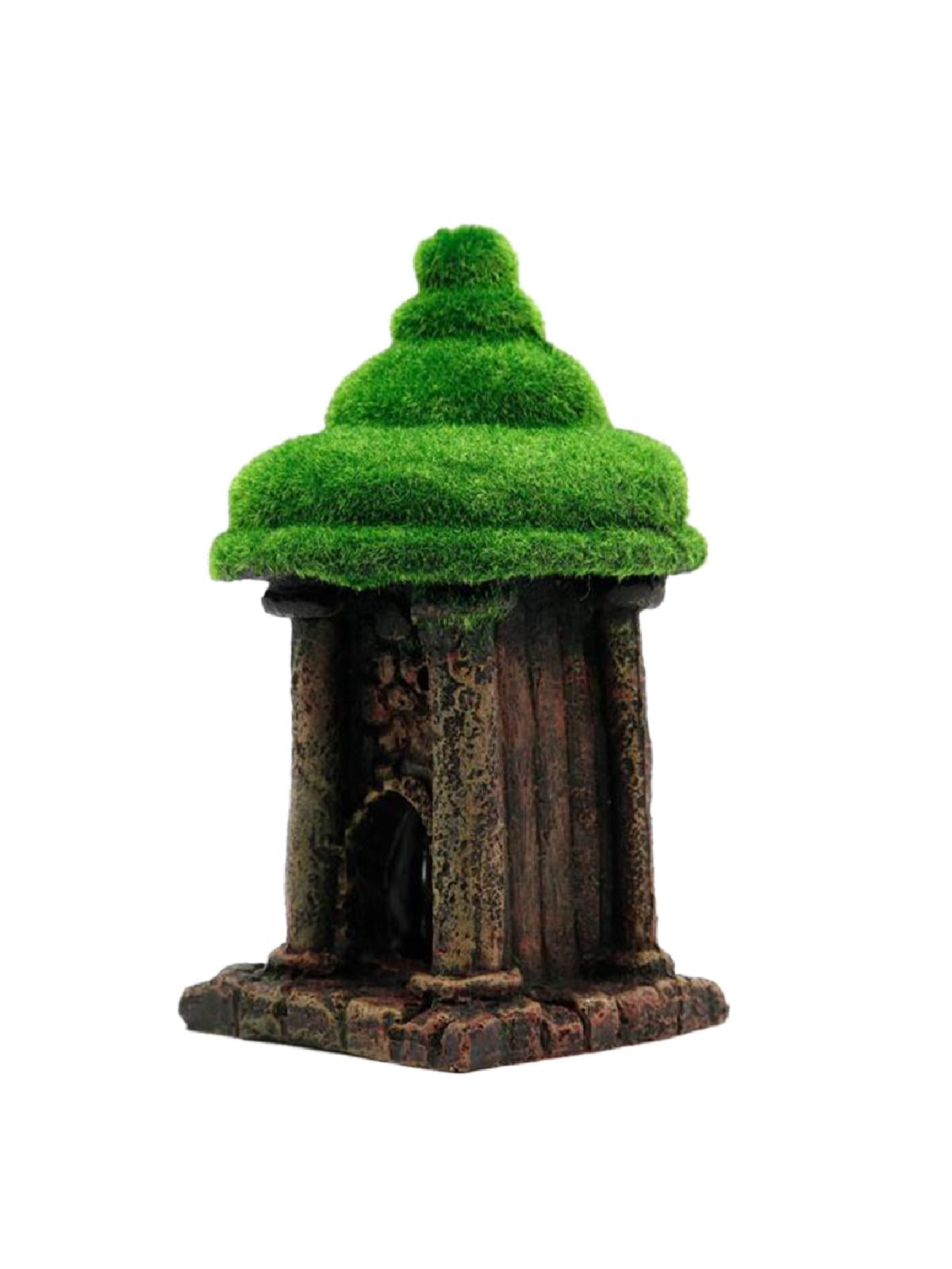 Aquarium Resin House with Lifelike Green Moss Hideouts for Betta Fish 3 ...