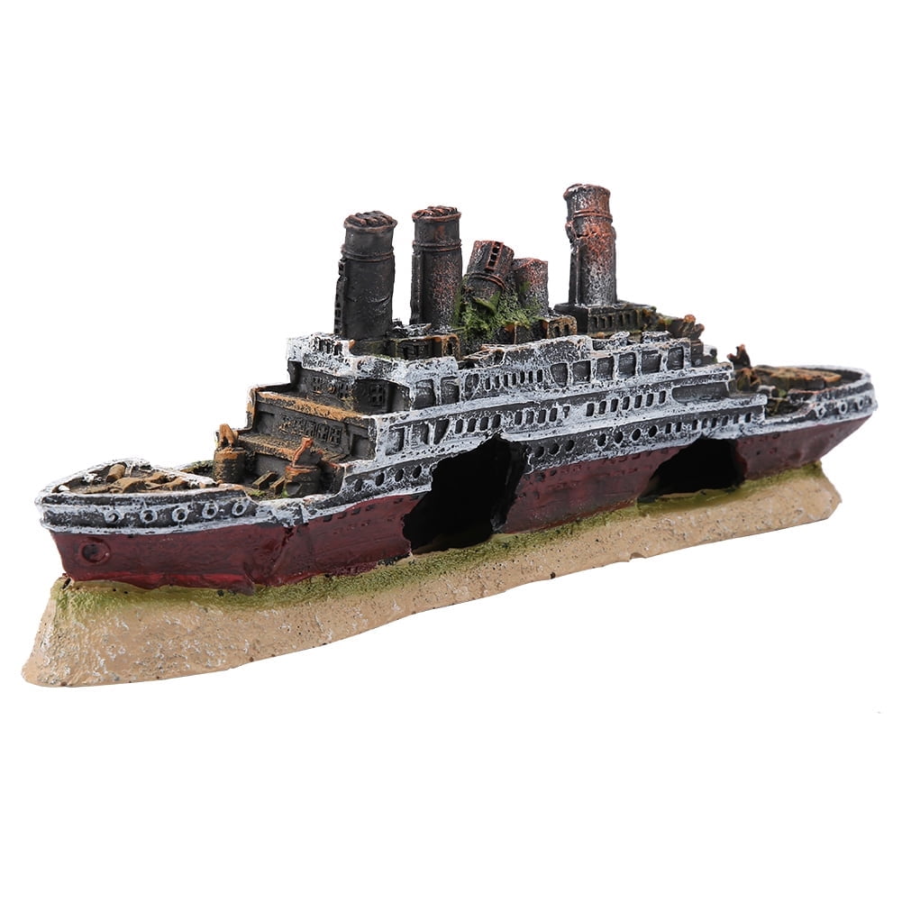 Aquarium Shipwreck Decorations Resin Titanic Lost Wrecked Boat Ship ...