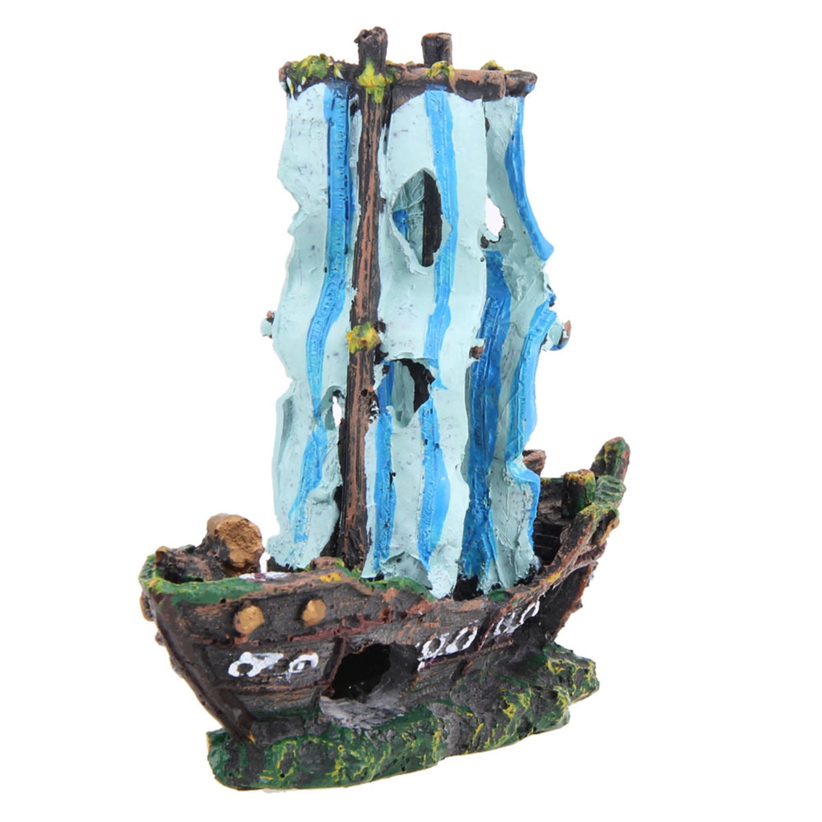 Aquarium Shipwreck Decorations, Vintage Resin Fadeless Wreck Boat Fish ...