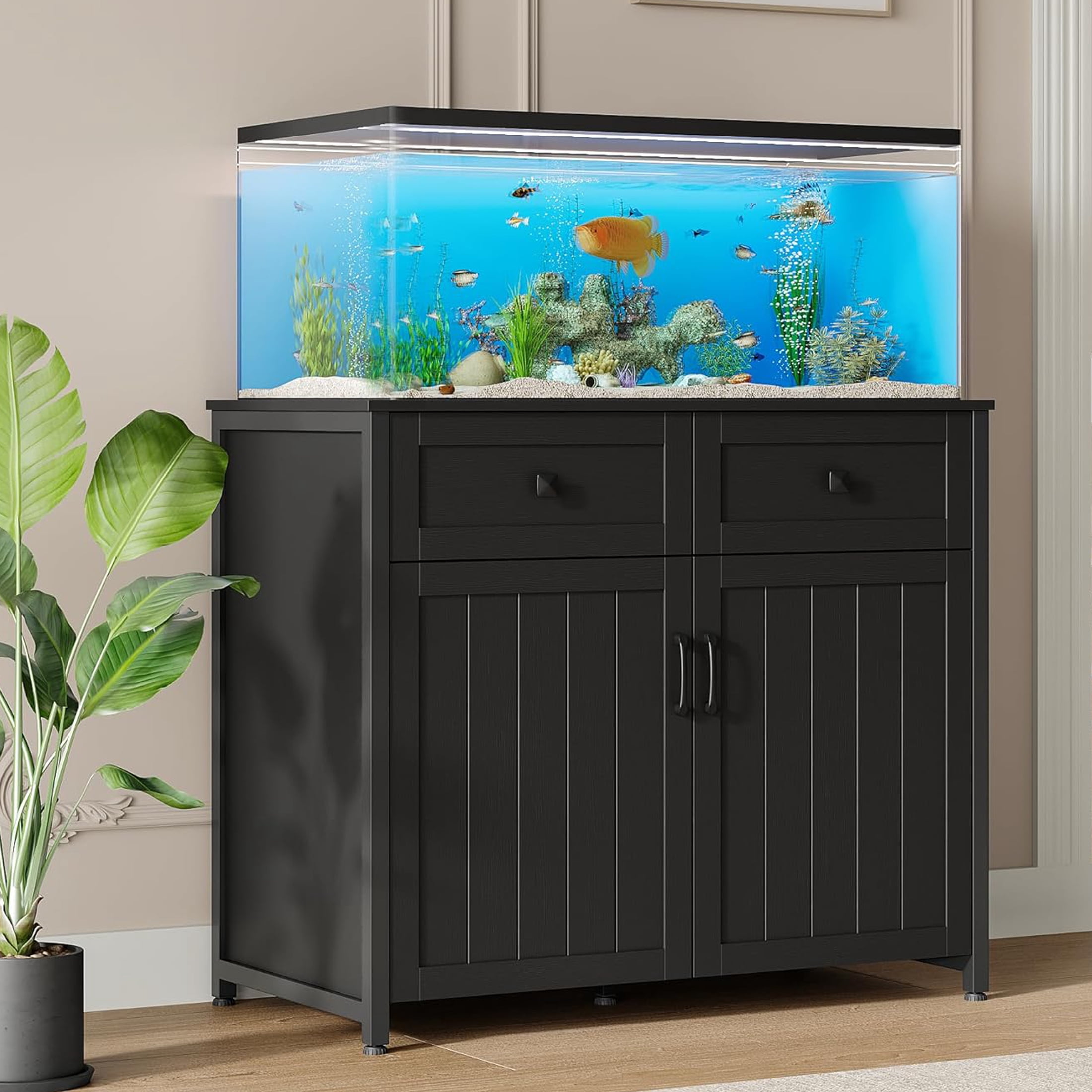 Aquarium Stand for 40-50 Gallon Fish Tank Heavy Duty Metal with Power ...