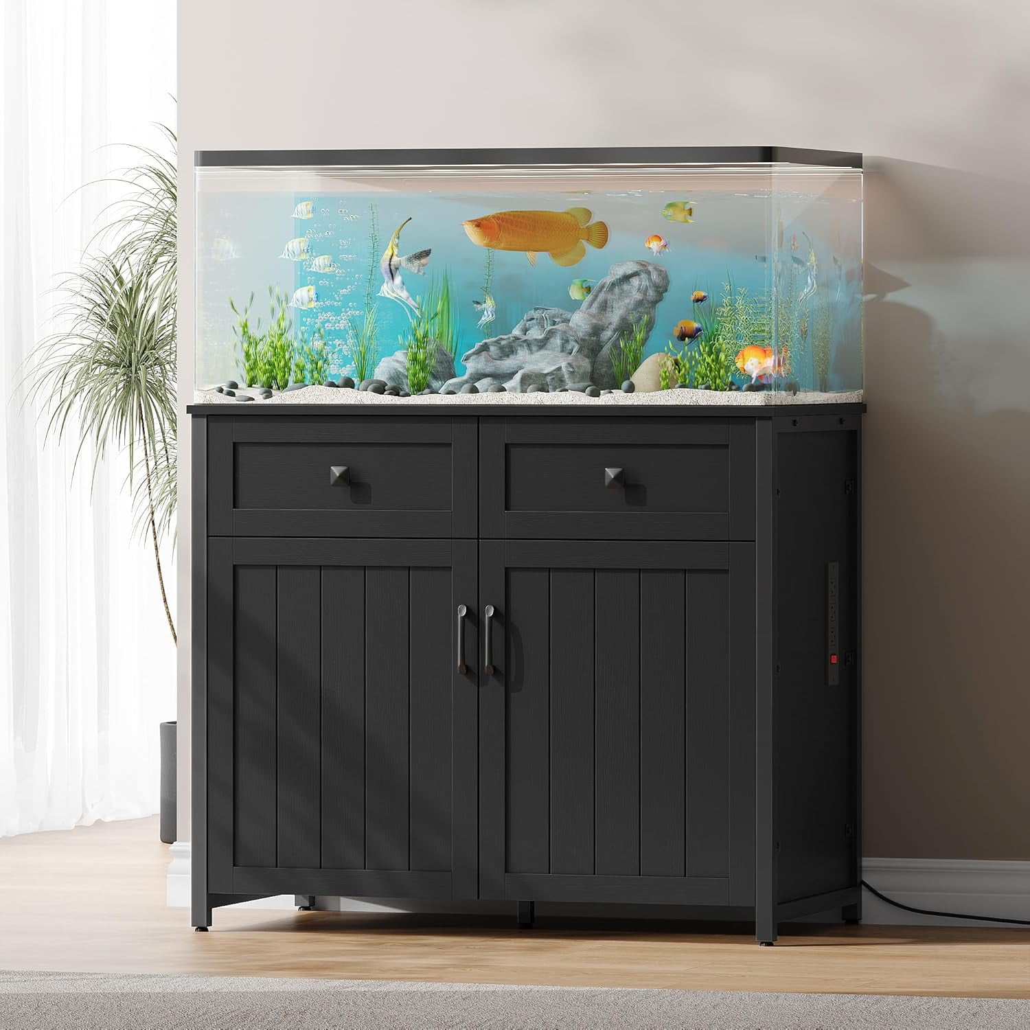 Aquarium Stand for 40-50 Gallon Fish Tank Heavy Duty Metal with Power ...