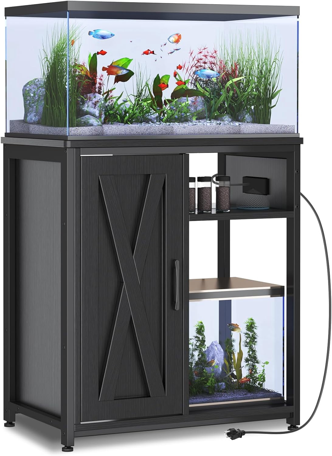 Aquarium Stand with USB & AC Power Strip, Cabinet for Fish Tank ...