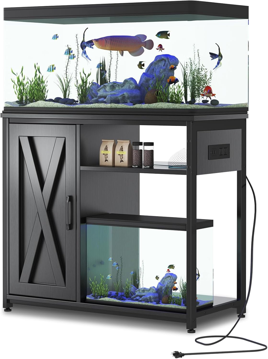 Aquarium Stand with USB and AC Power Strip, Cabinet for Fish Tank ...