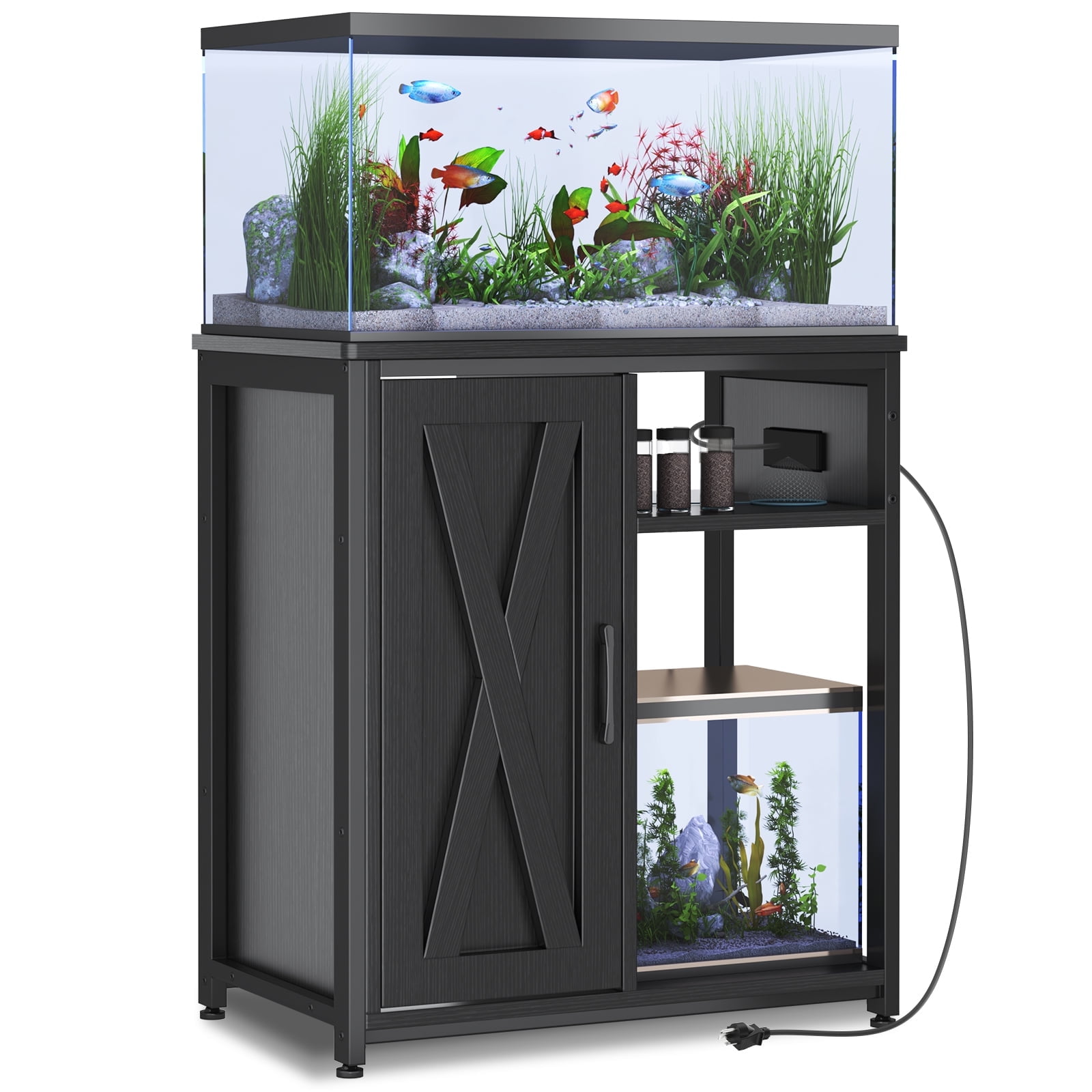 Aquarium Stand with USB and AC Power Strip, Cabinet for Fish Tank ...