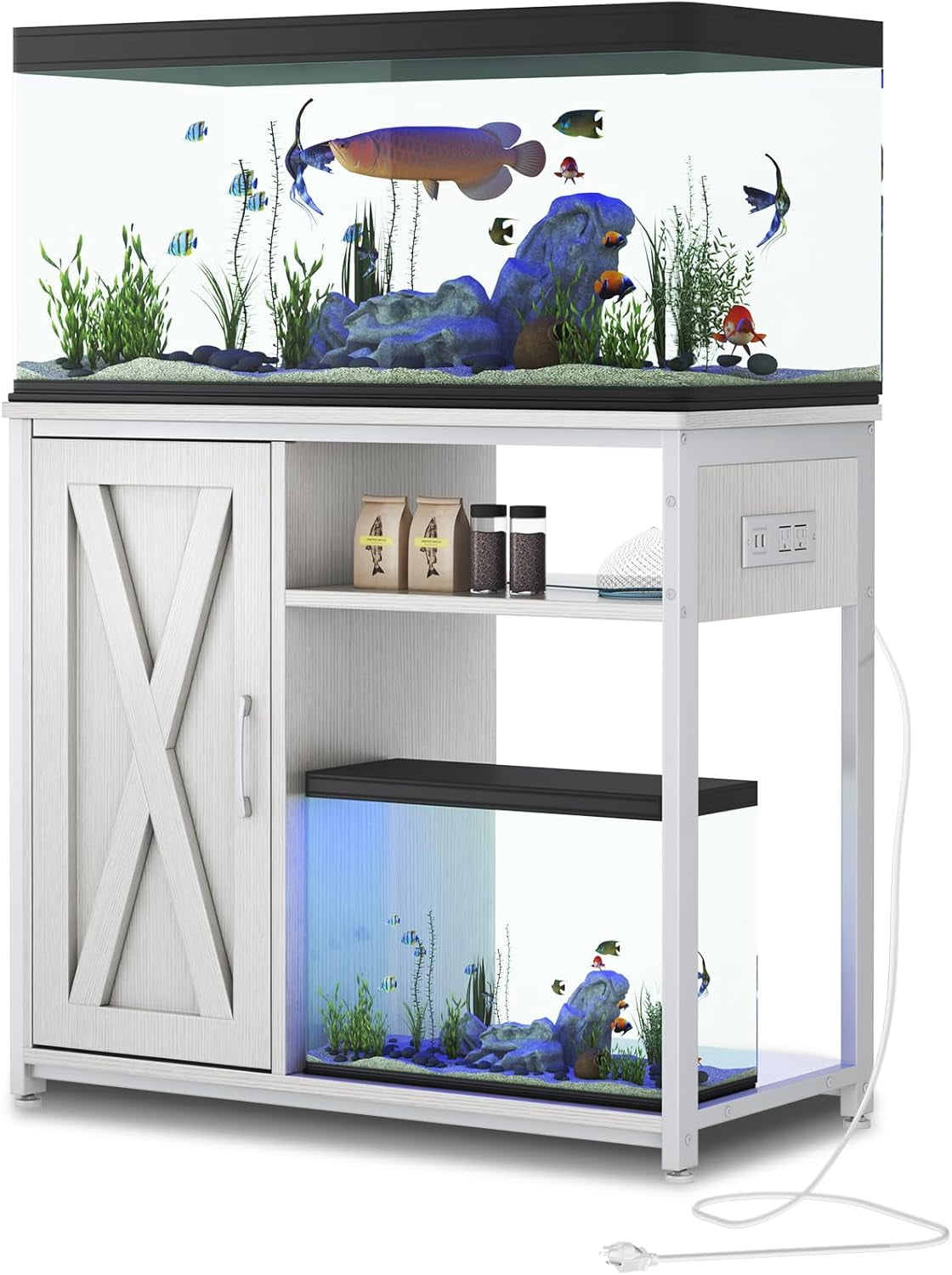 Aquarium Stand with Power Outlets, Cabinet for Fish Tank Accessories ...