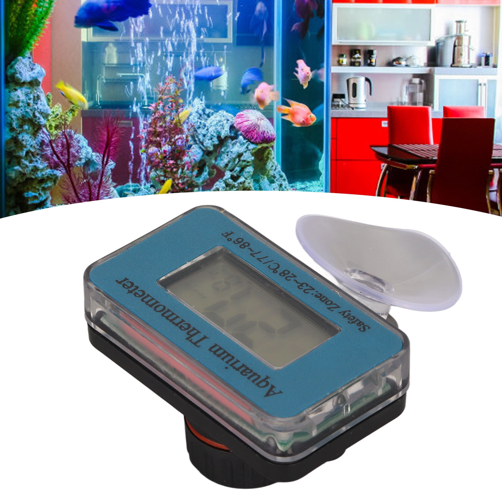 Aquarium Temperature Sensor, Compact Digital Display, Suction Cup Mount ...