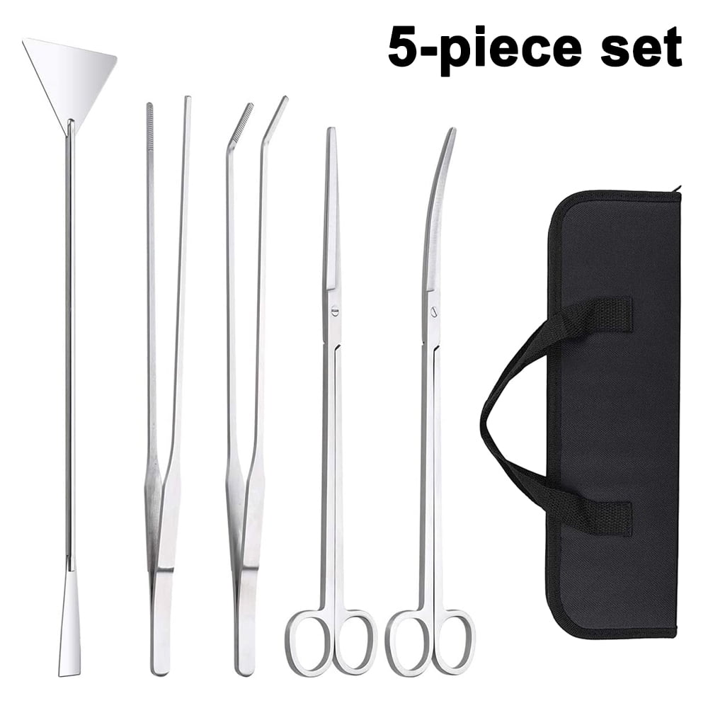 Aquarium Tools Kit, 5 in 1 Stainless Steel Long Fish Tank Scraper ...