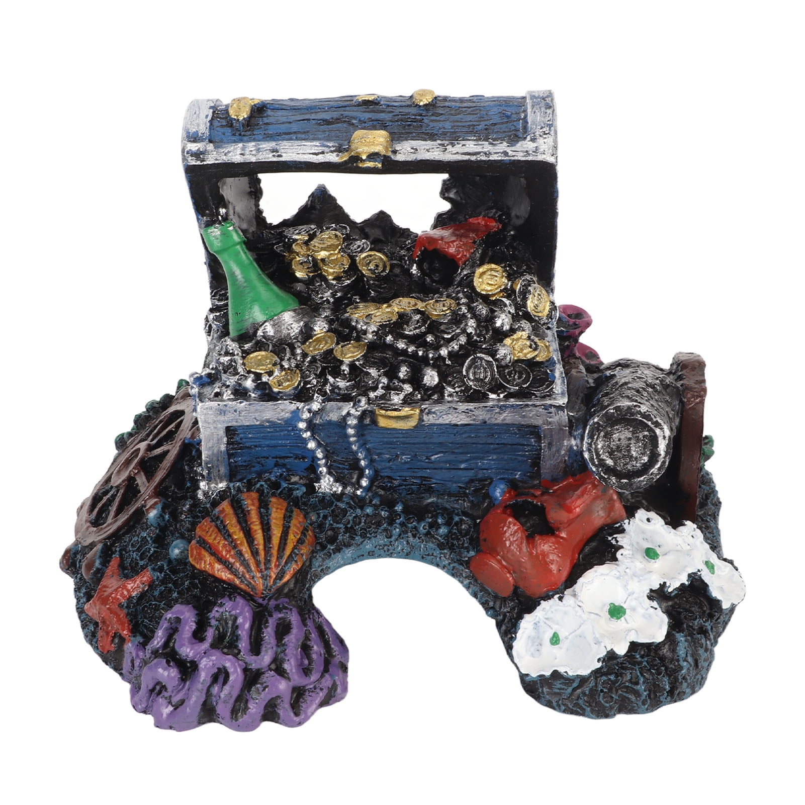Aquarium Treasure Box Ornament Hideout Cave Lifelike Resin Jewelry Box ...
