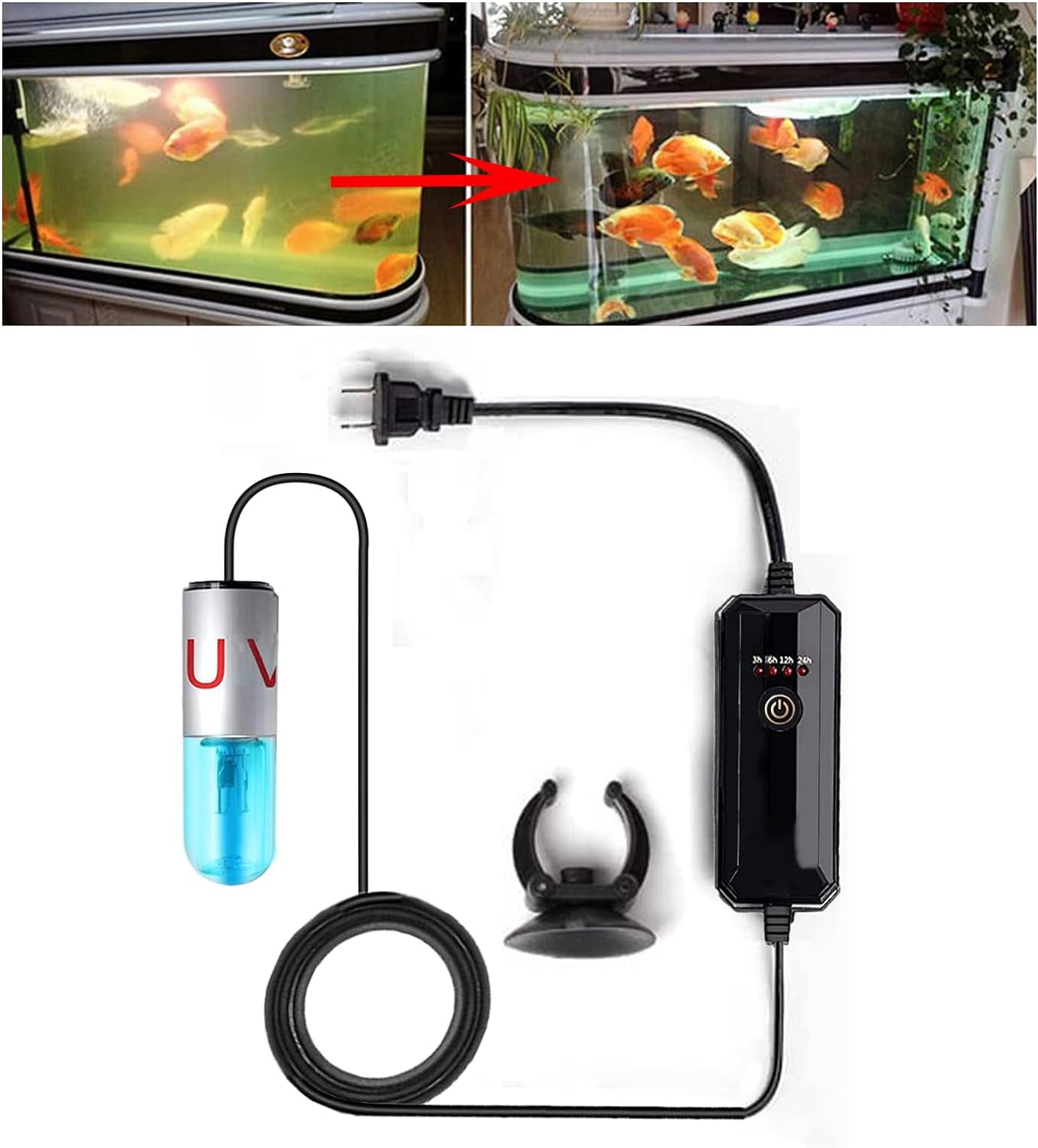 Aquarium UVC Clean Light Algae Clear Green Bloom Clean Fish Tank UVC ...