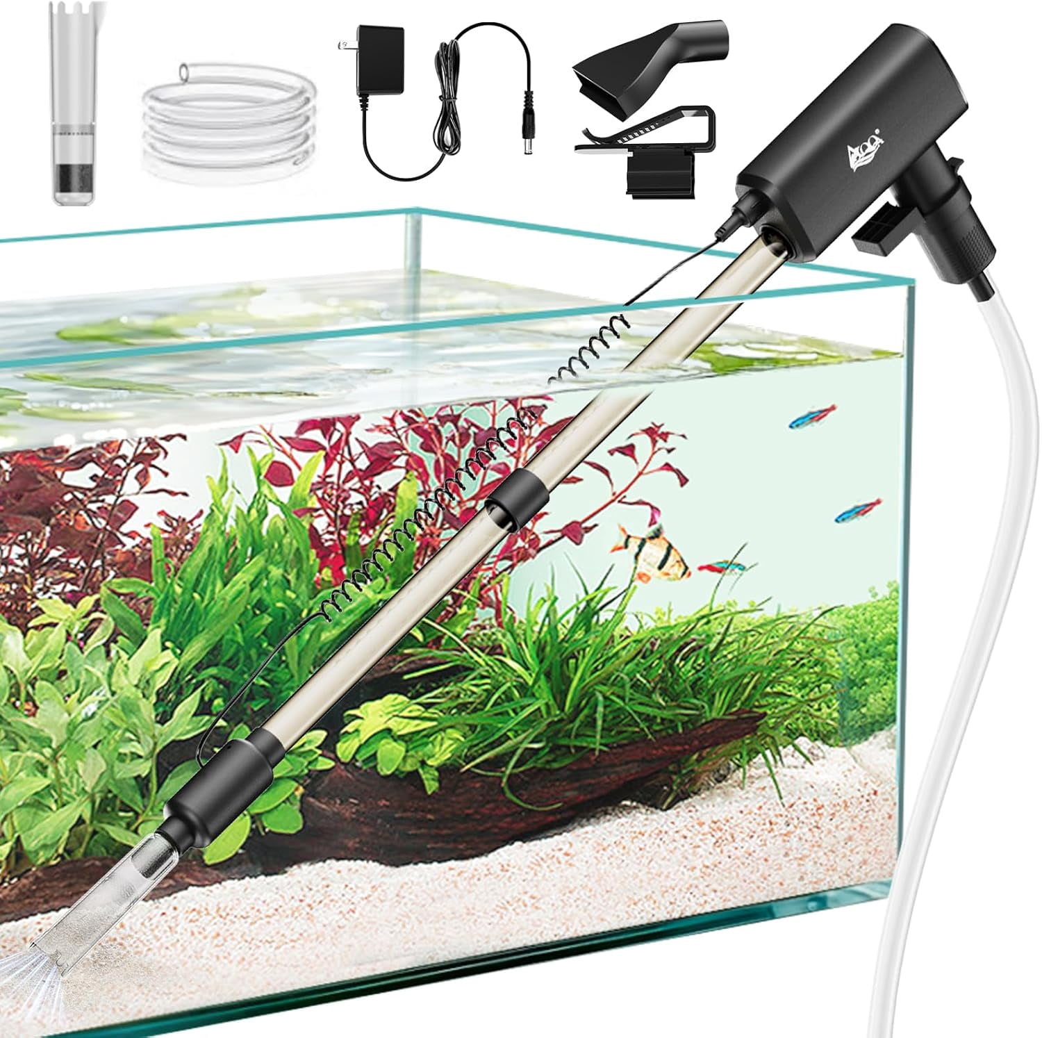 Aquarium Vacuum Gravel Cleaner 20W Electric Rechargeable Fish Tank ...