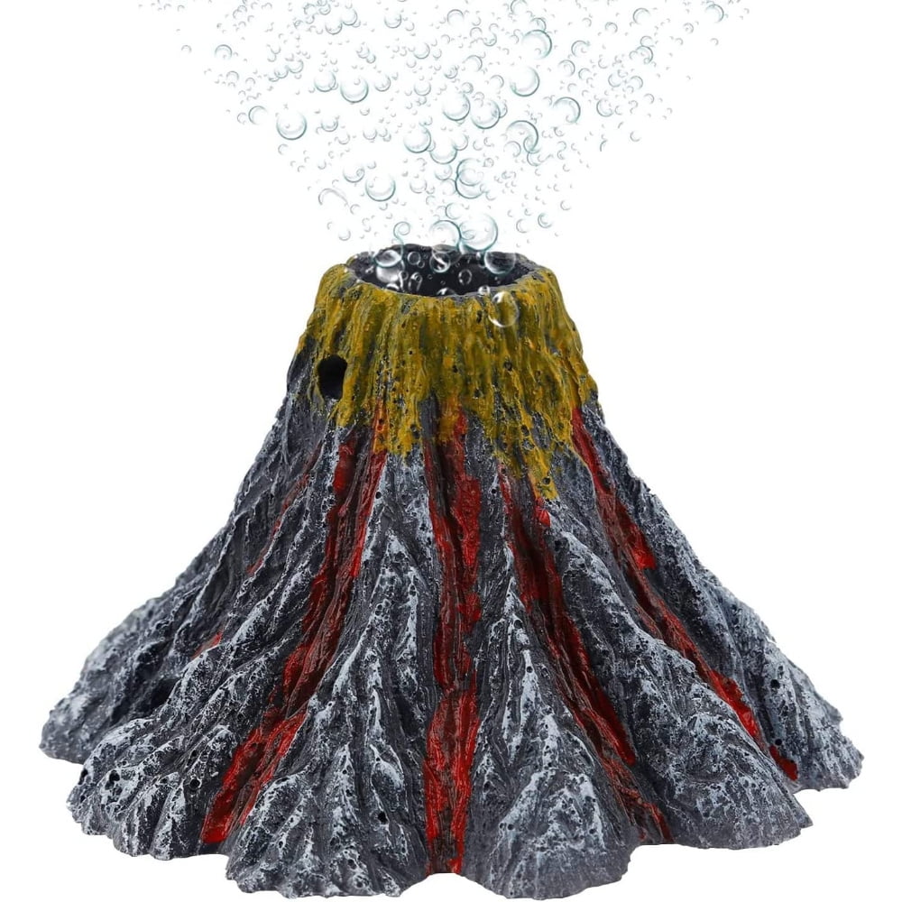 Aquarium Volcano Bubbler Decorations - Fish tank Volcano Air Bubbler ...