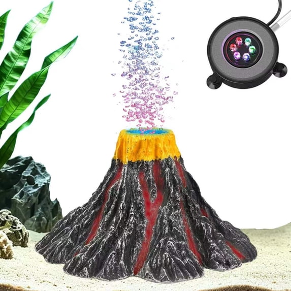 VNEKVA Aquarium Volcano Decoration Kit, Bubble Air Stone, Multi-Color ...