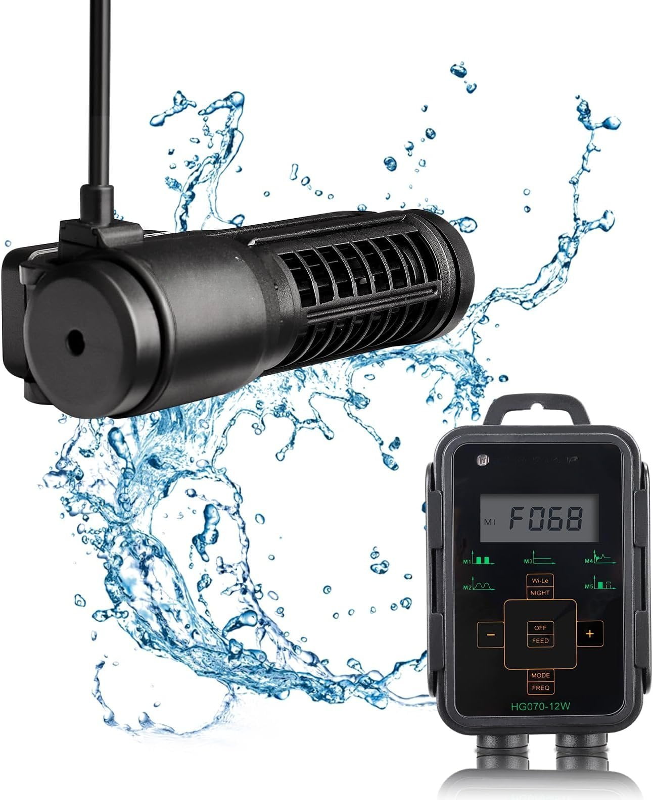 Aquarium Wave Maker 1321 GPH 12W, Adjustable Pump with Display ...