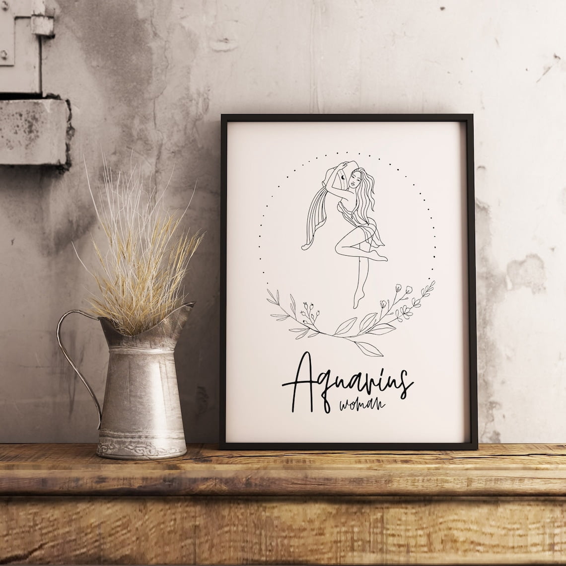 Aquarius Art Poster Decor Zodiac Birthday Poster, Unframed Poster Size ...