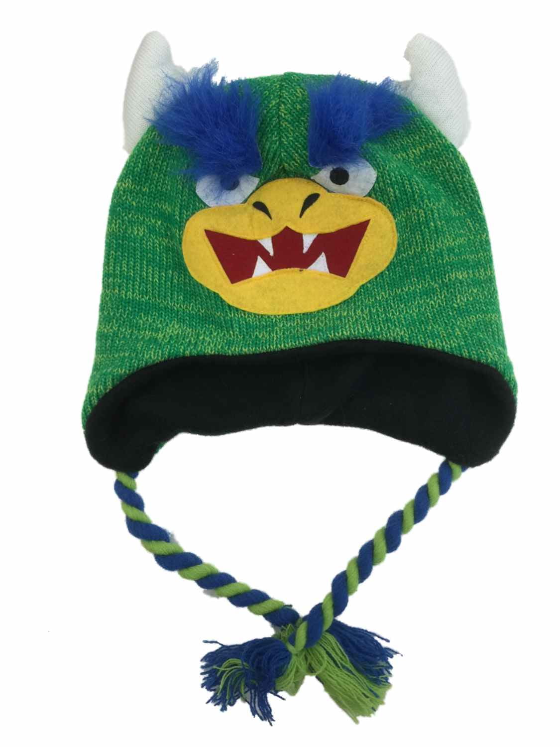 Aquarius Boys Green Monster Hat Peruvian Style Critter Trapper ...