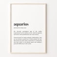 Aquarius Definition Print, Zodiac Sign Wall Art Poster Unframed Paper ...