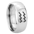 Aquarius Horoscope Gray High Polish Dome Tungsten Men Ring 10MM ...