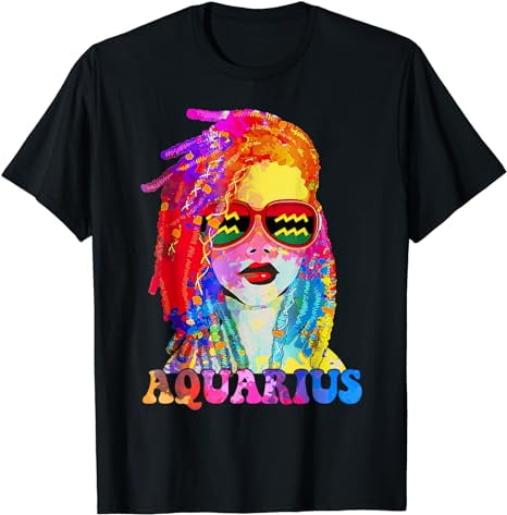 Aquarius Loc'd Woman Black Queen Art Zodiac Birthday T-Shirt - Walmart.com